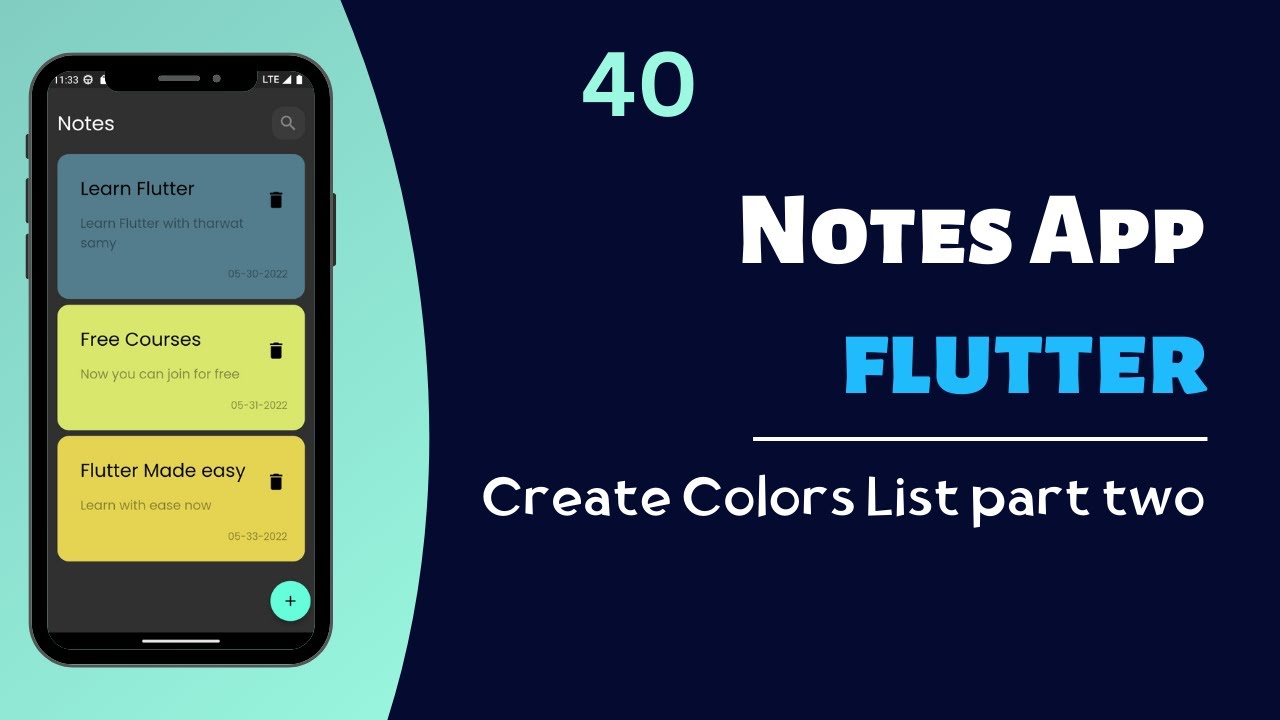 Flutter Build Notes App With Hive - Create Colors list part two - YouTube