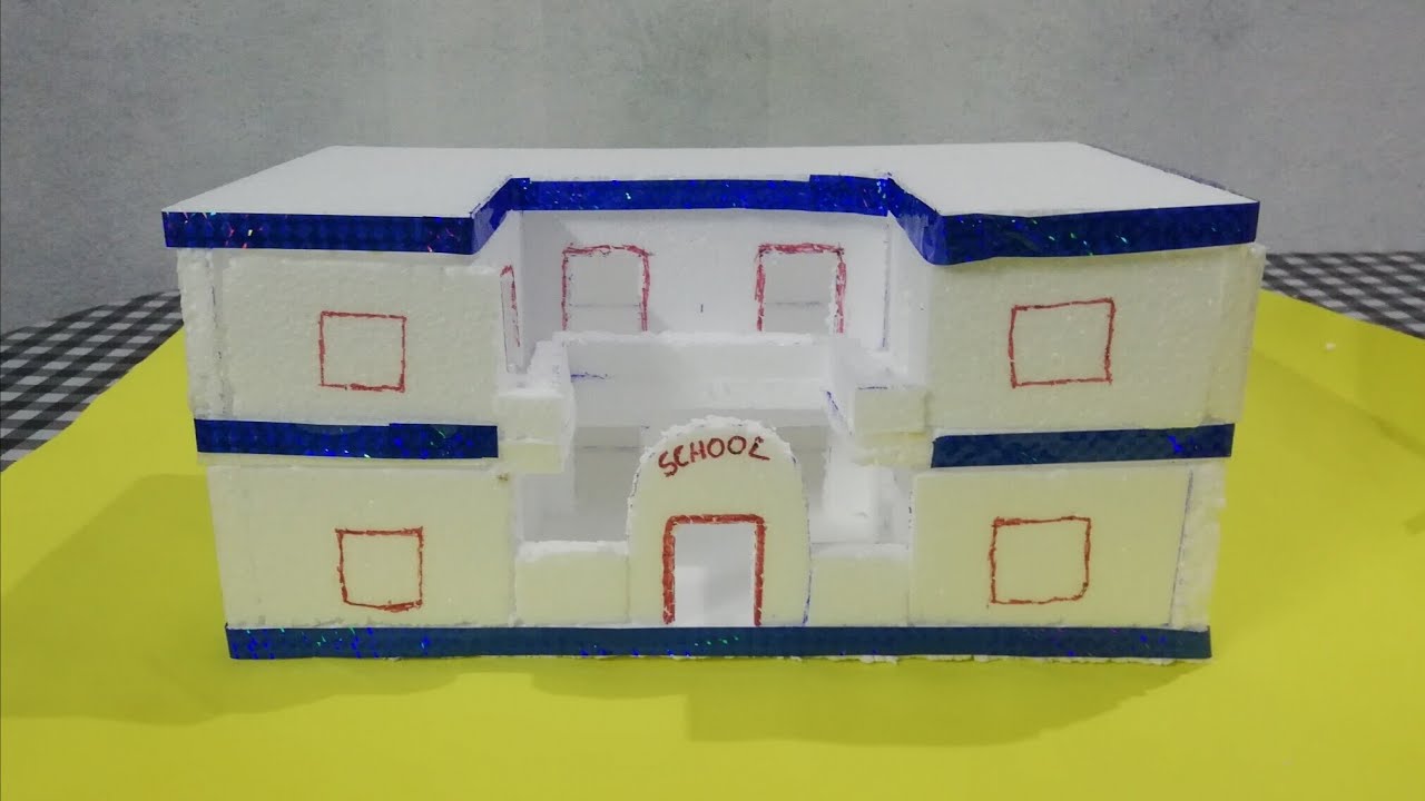 How To Make School Model With Thermocol - YouTube