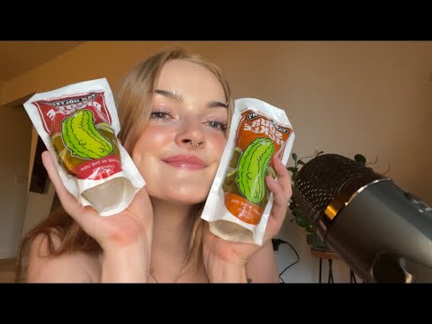 ASMR CRUNCHY SOUR PICKLE MUKBANG (up close crunching, eating sounds) 💚🥒 - YouTube