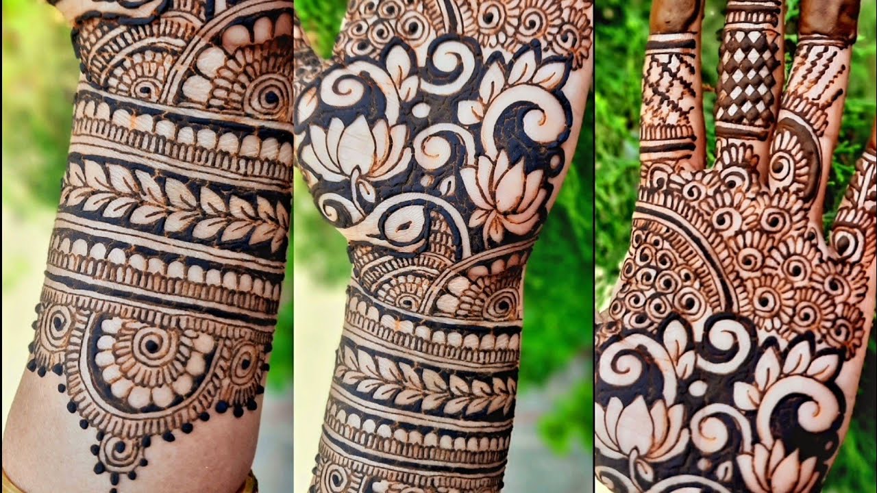 Famous easy mehendi design ||lotus mehndi design ||bridal mehendi ...