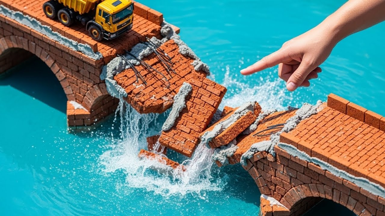 Dam Collapse Disaster! ⚠️ Fixing a Broken Bridge with Real Bricks - YouTube