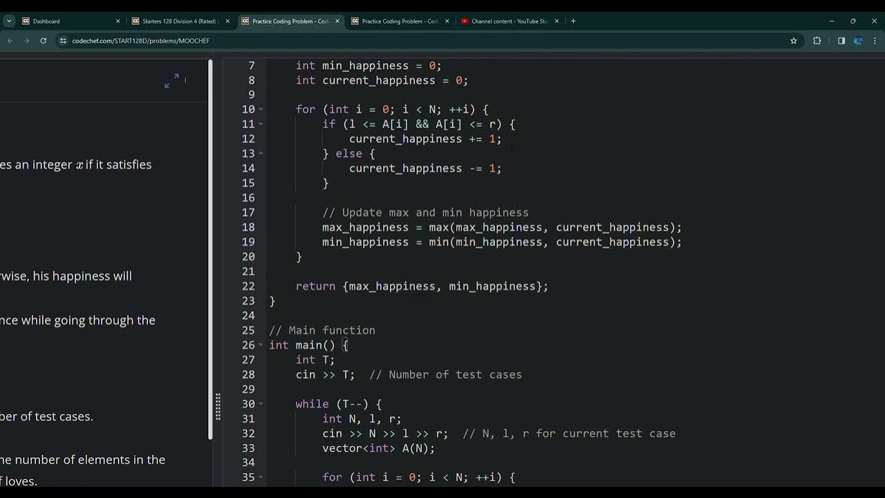 Moody Chef Practice Coding Problem Codechef Starters 128 Codechef Contest Youtube