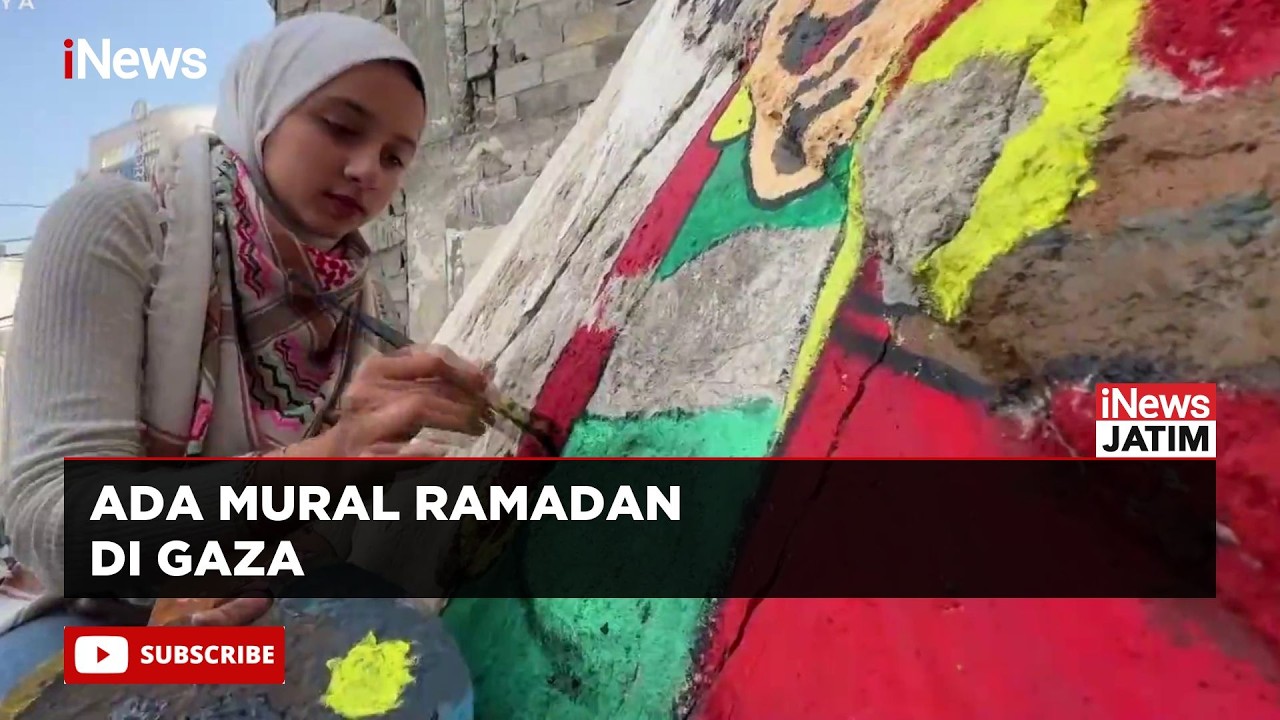 Haru! Gadis Cantik di Gaza Lukis Mural Ramadan di Bawah Reruntuhan ...