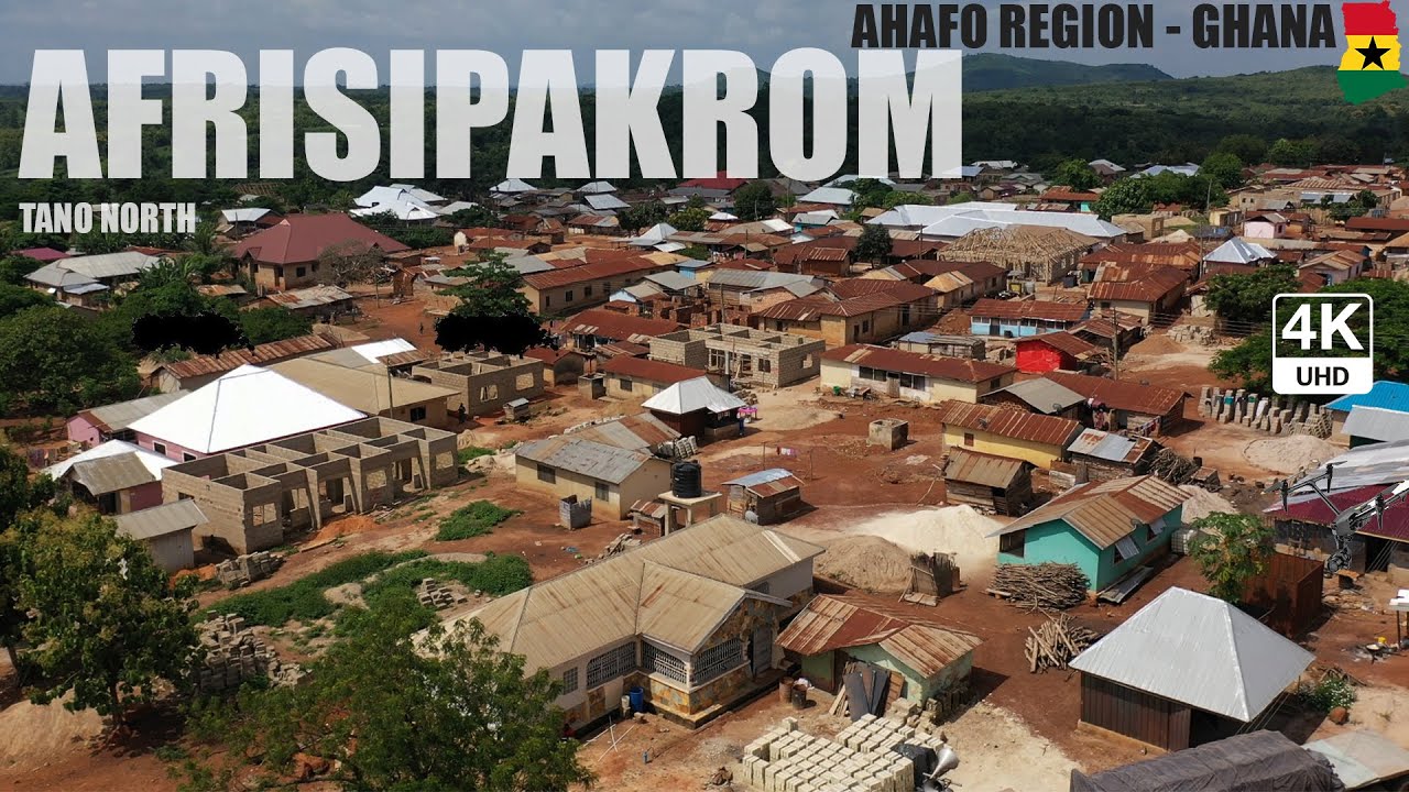 Afrisipakrom Aerial view in the Tano North Ahafo Region of Ghana UHD 4K ...