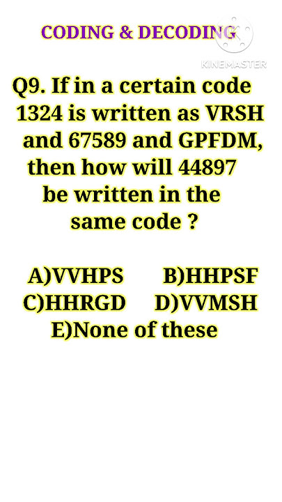 (V-R) CODING & DECODING QUESTION SAMPLES - 14 | Aptitude reasoning ...