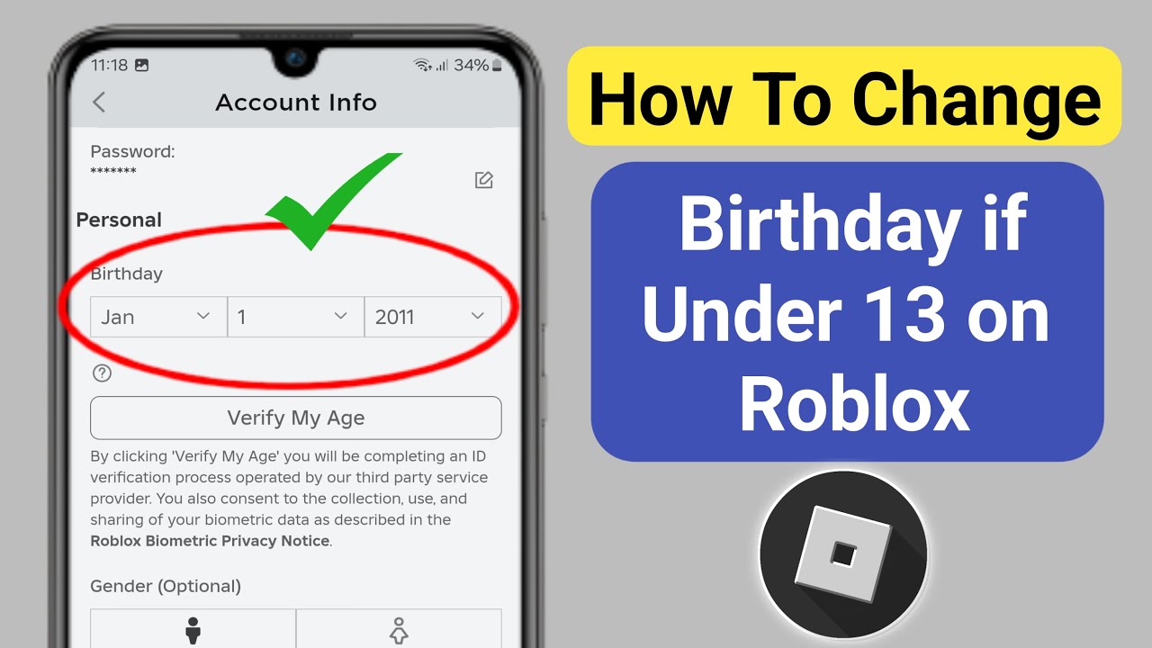 How to Change Your Birthday if Under 13 on Roblox | Change Your Age if Under 13 on Roblox Mobile ...