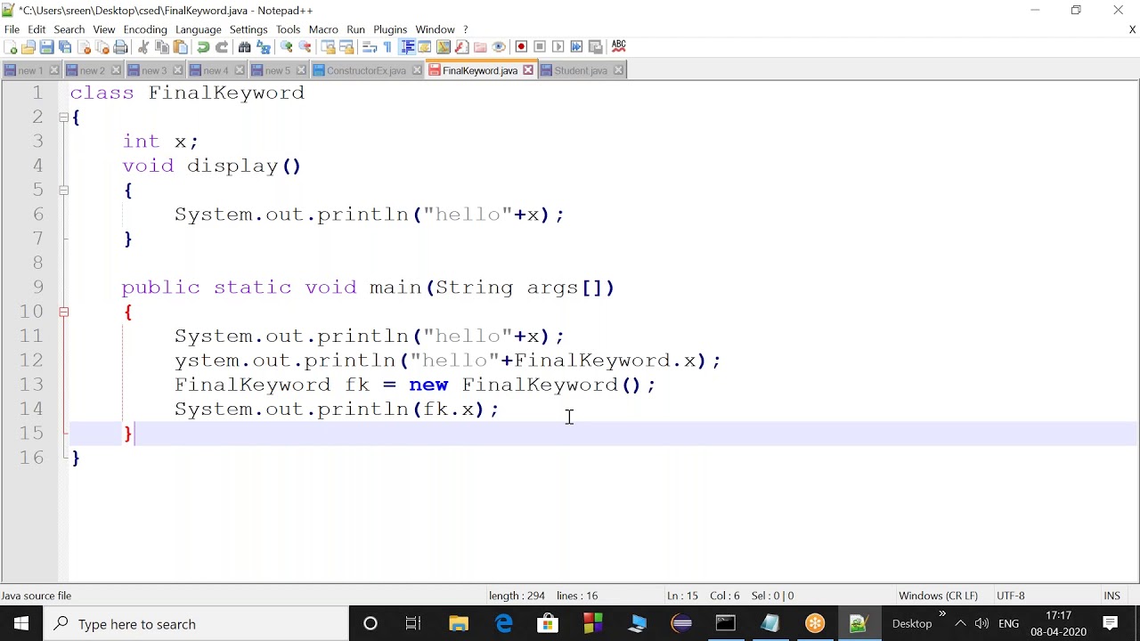 Core java Final keyword - YouTube