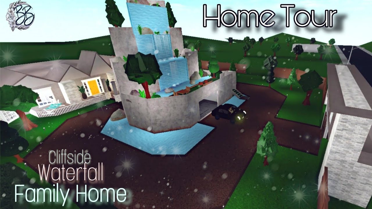ROBLOX - BLOXBURG ][ *HOME TOUR* ][ Private Cliffside Waterfall Family ...