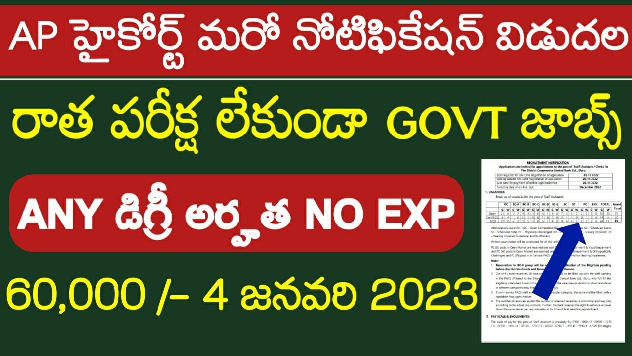 AP హైకోర్టు మరో నోటిఫికేషన్ విడుదల | Ap Court Jobs notification | Ap ...