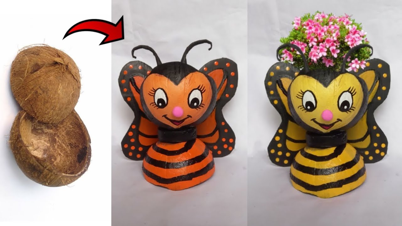 How To Make Butterfly Planter Using Coconut Shell 😱 / Teacher's Day ...