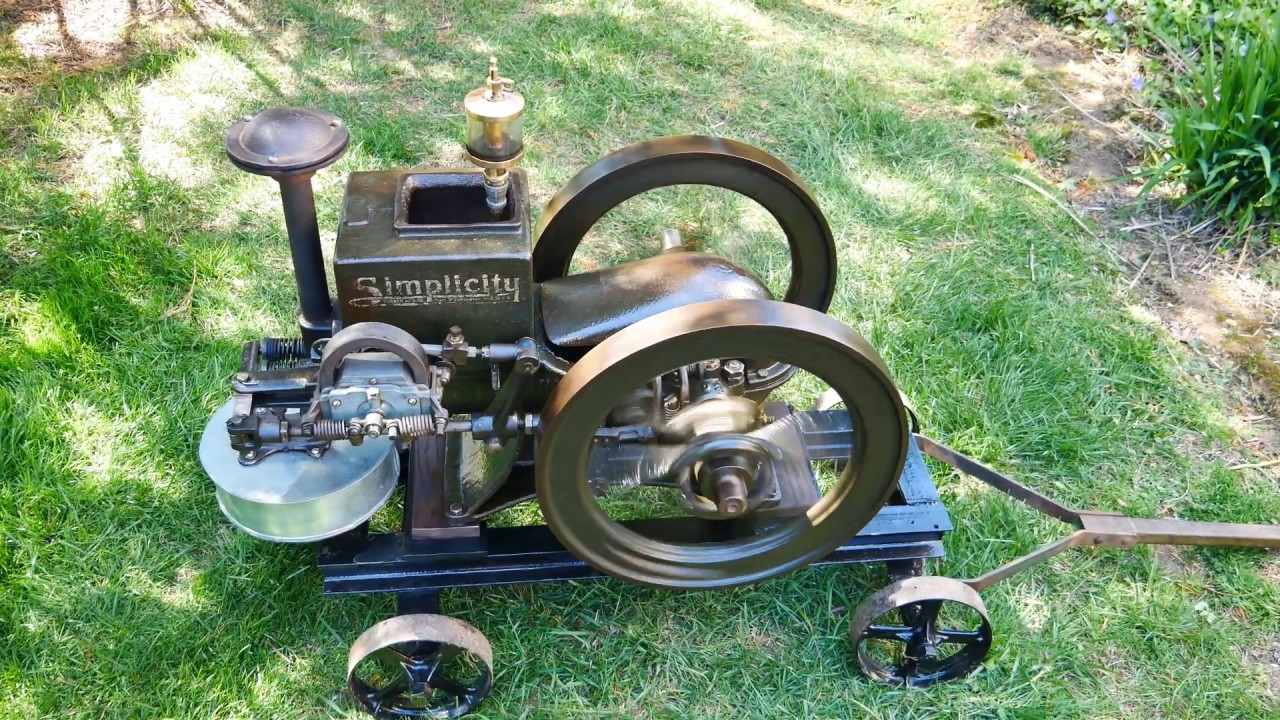 Simplicity Turner 1 1/2 hp hit and miss engine with webster mag running ...