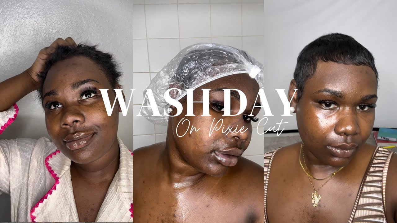 Wash Day Vlog | For Pixie Cut & Relaxed Hair + Style - YouTube