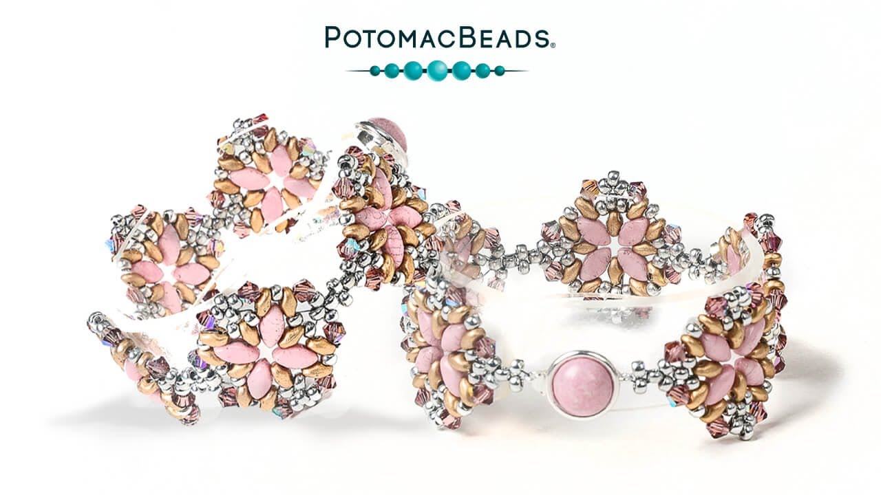 IrisDuo Floral Squares Bracelet - DIY Jewelry Making Tutorial by PotomacBeads - YouTube