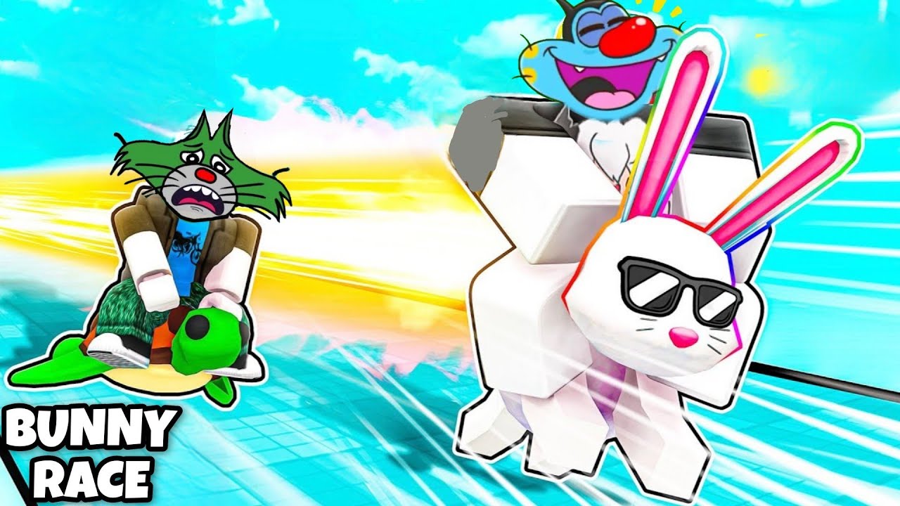 OGGY AND JACK PLAYING BUNNY RACE IN ROBLOX - YouTube