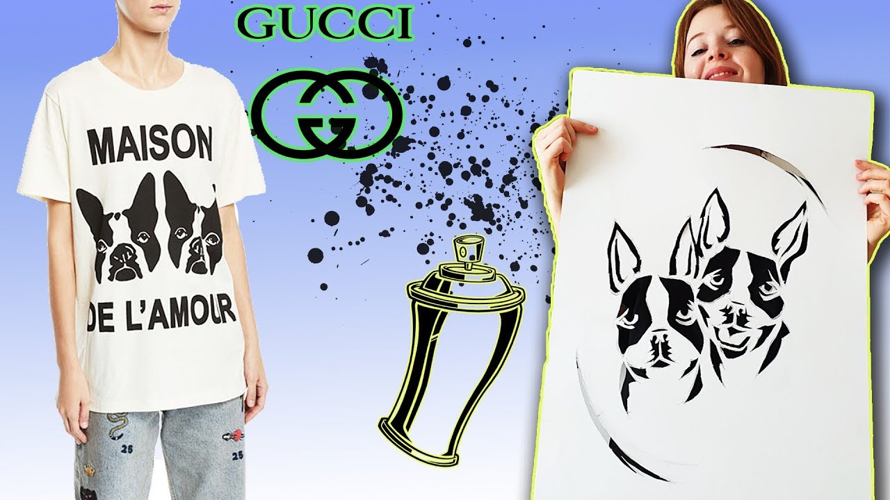 Challenging 1000$ Gucci t-shirt with stencil and spray fabric paint ...