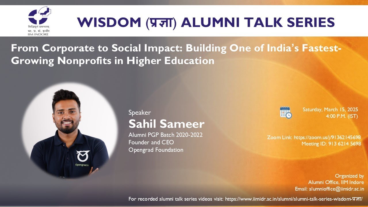 Wisdom-प्रज्ञा Talk 43: Sahil Sameer (PGP 2020-2022), Founder and CEO ...