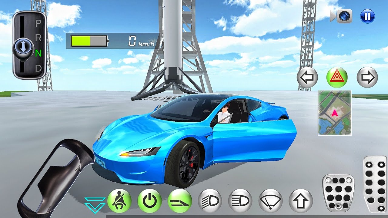 New Tesla EV Car Launching a Space Rocket: 3D Driving Class - Car Game ...