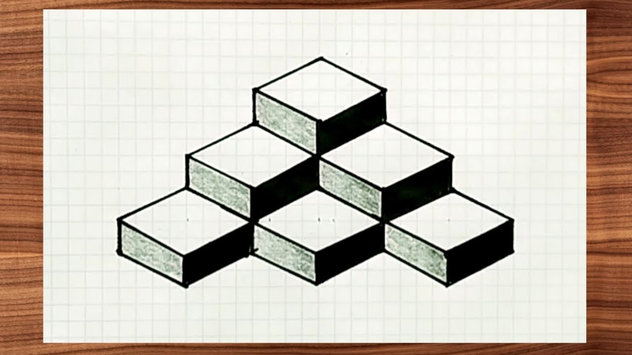 3D drawing, draw a 3D cube, 3D illusion, draw with a pencil, drawing ...
