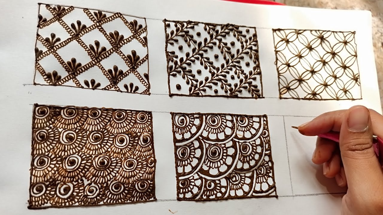 Different Henna Grids || Basic Mehndi Filling Patterns || Mehndi ...