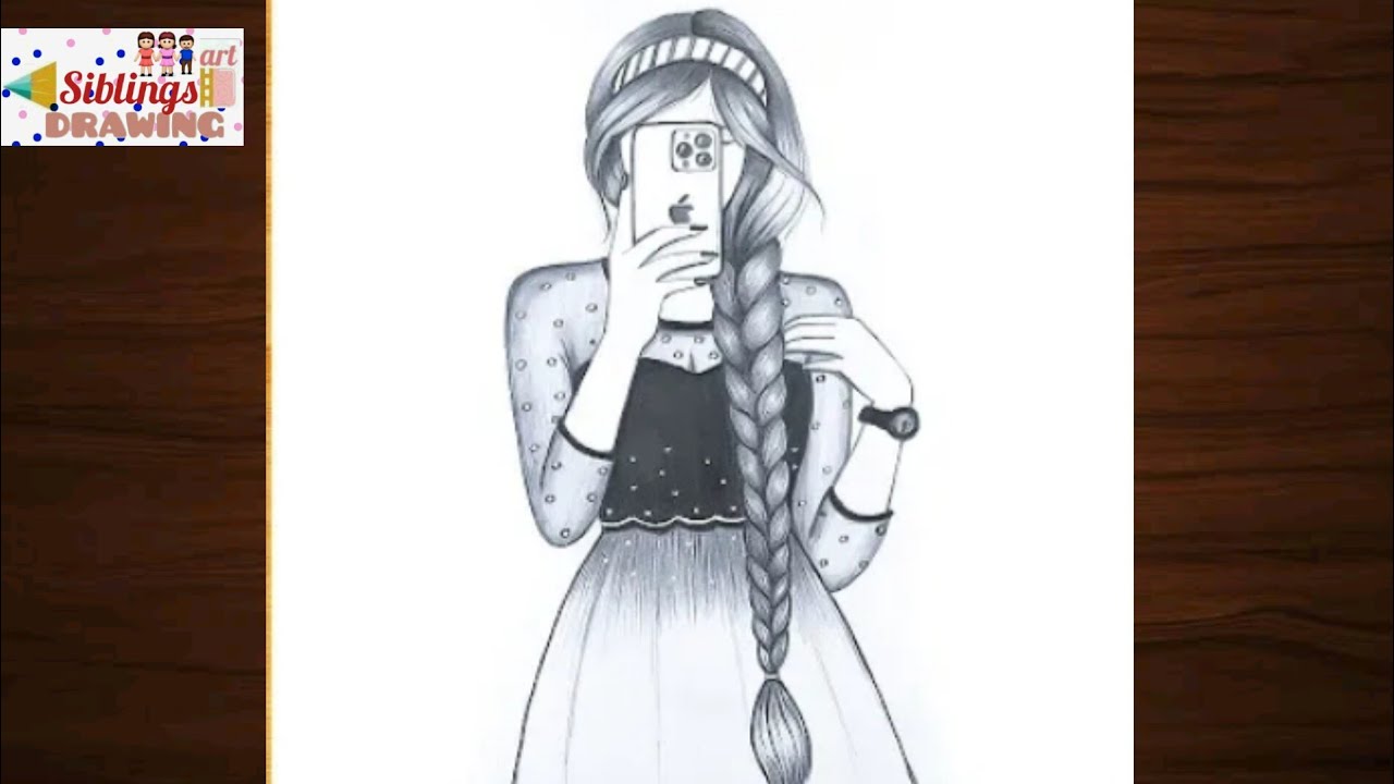 HOW TO DRAW A GIRL TAKING A SELFIE 🤳 STEP BY STEP || EASY DRAWING ...
