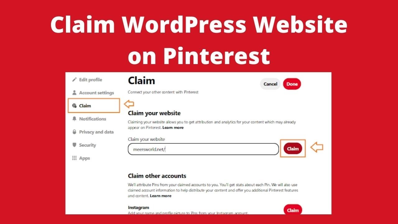 How to Claim WordPress Website on Pinterest | Step By Step Verify Your ...