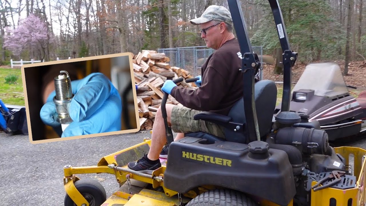 Psycho Dad does a Spring Tune Up on Hustler Mower - YouTube