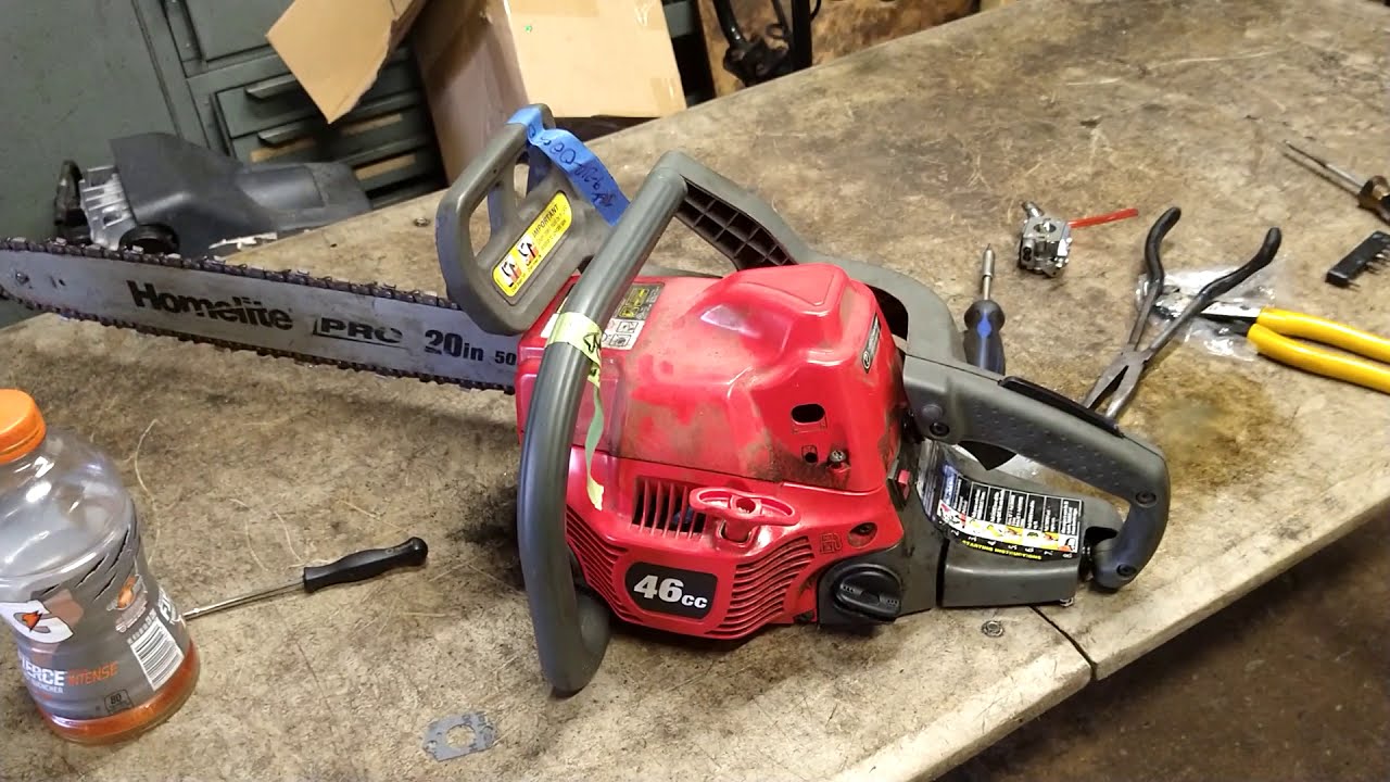 homelite pro 4620c chainsaw carburetor adjustment, 46cc chainsaw - YouTube