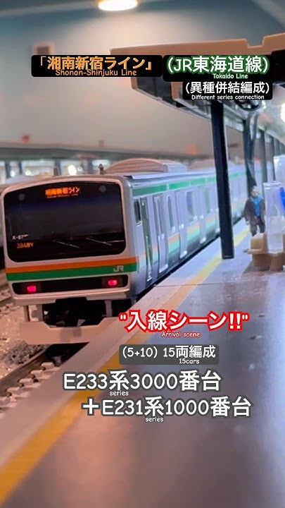 [入線シーン‼︎] 湘南新宿ラインE233系&E231系(異種併結編成)が入線するシーン‼︎ #nゲージ #E231系 #e233系 #kato #jr東日本 #東海道線 #入線 #鉄道模型 ...