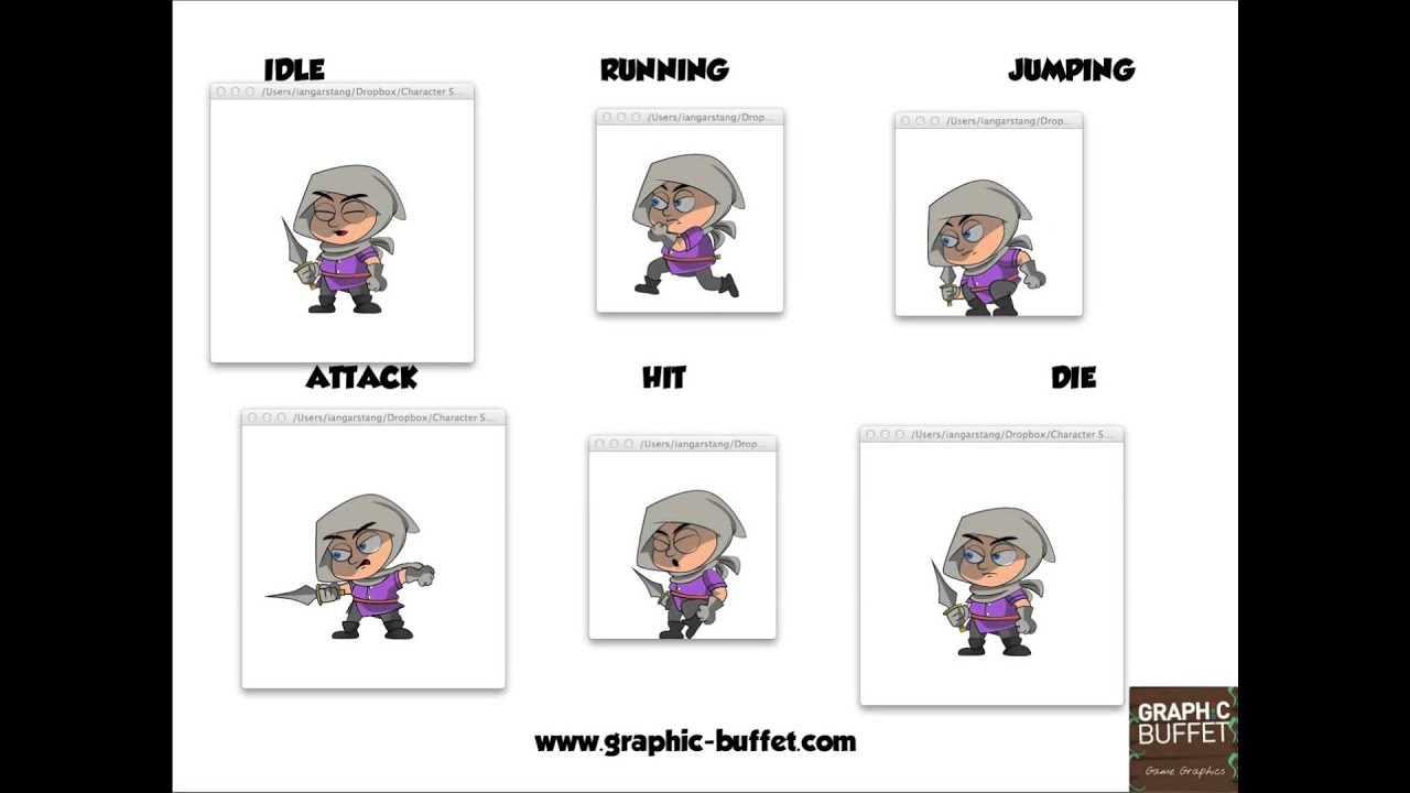 Animated Characters: Thief - 2D Game Graphics and Game Sprites - YouTube