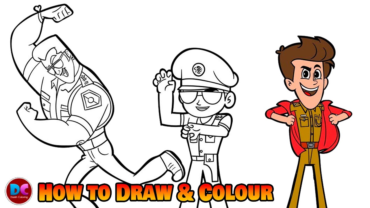 How to Draw Little Singha, Chulbul Pandey and Smashing Simmba - YouTube