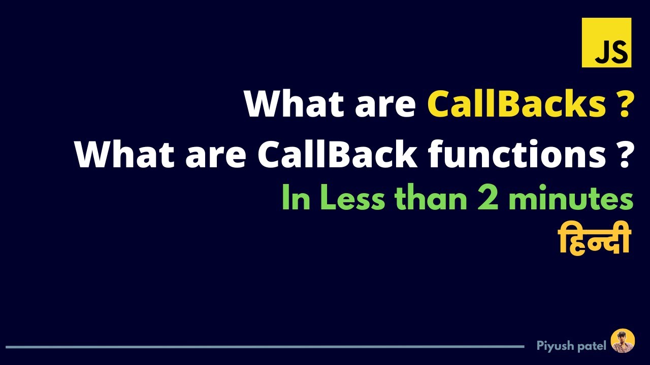 What are Callback Functions in Hindi 2023 - YouTube