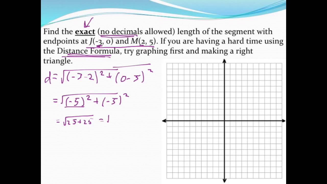 Using the Distance Formula (Exact Answers) - YouTube