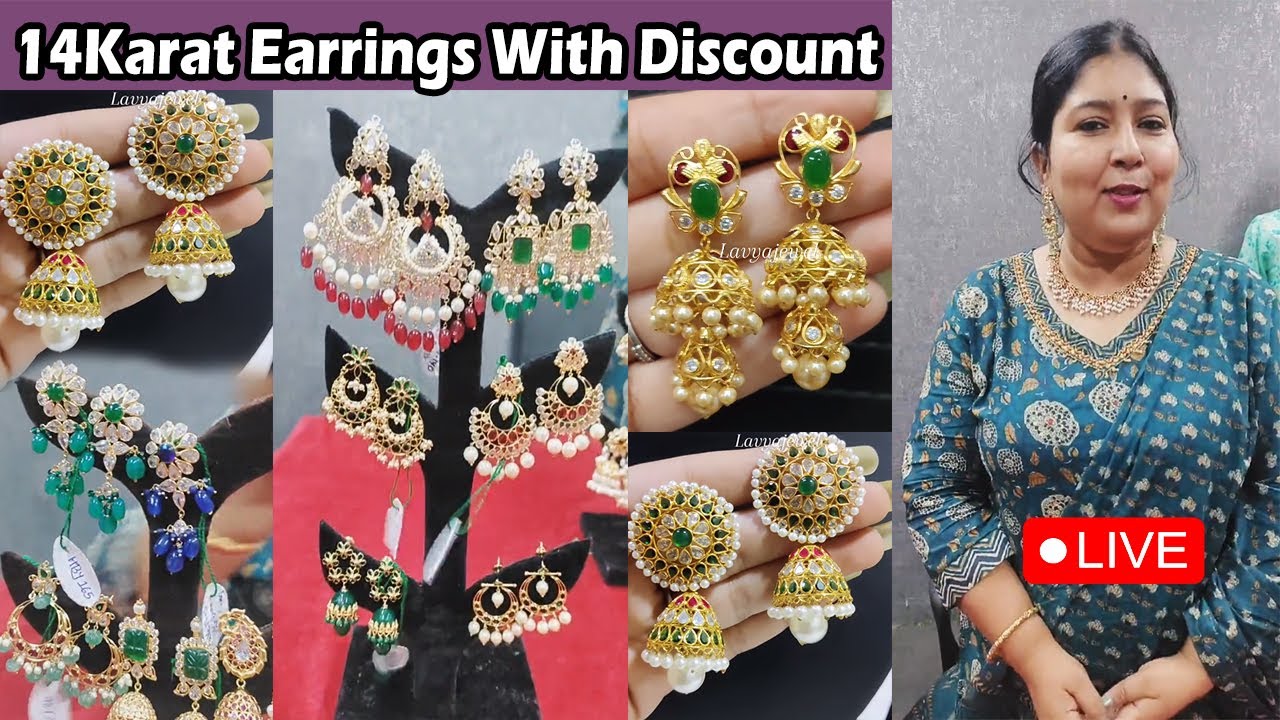 14 Karat Gold Earrings Jewellery with discount prices | Lavya Jewels ...