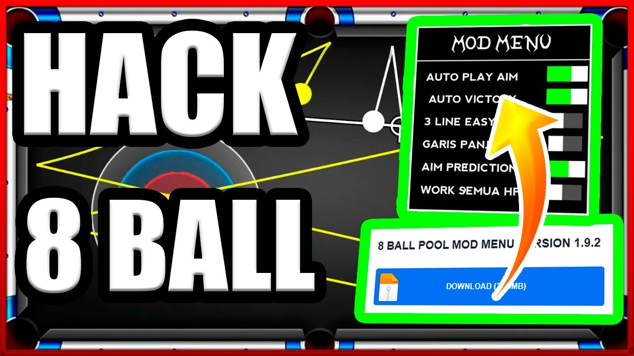 8 BALL POOL HACK SECRETO MOD MENU GRATIS / LINEAS LARGAS/ DINERO ...