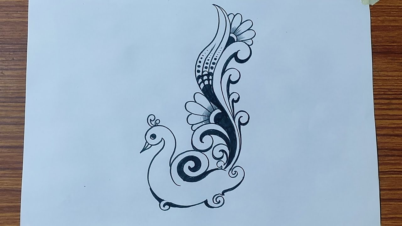 easy peacock drawing beautiful // simple peacock design drawing ...