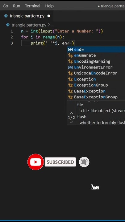 Upper Right Angled Triangle 3100th Python Coding Challenge Viral Shorts Programmingtips