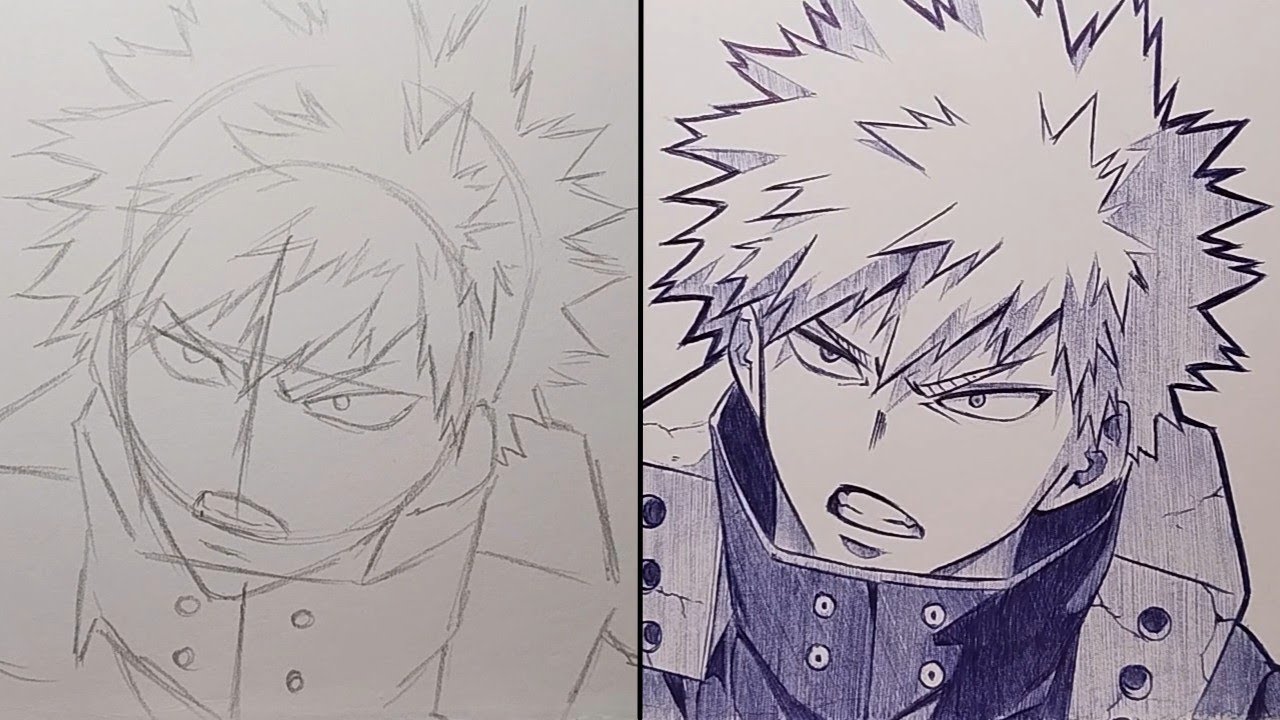 How To Draw Bakugo Katsuki Step By Step - [Boku No Hero Academia] - YouTube