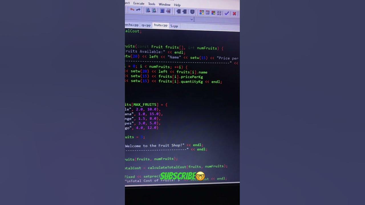 Fruits Shop In C Ide Dev C Cppprogramming Codingtime Codinglife