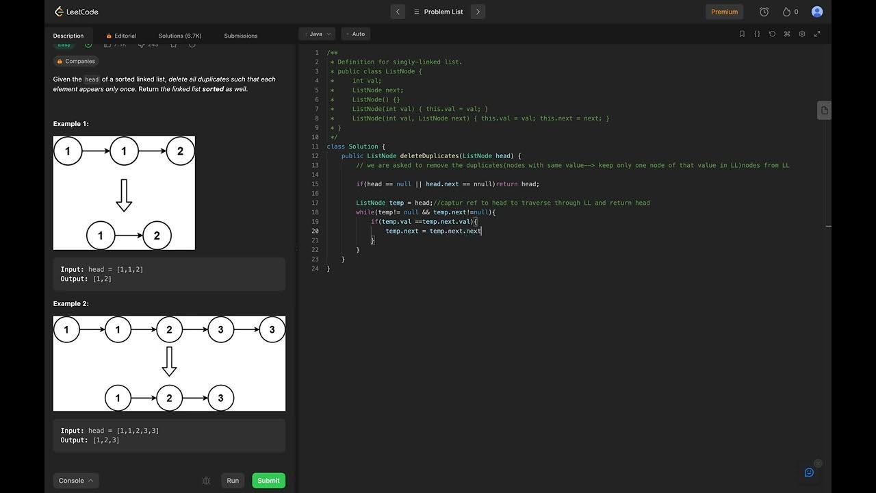 Remove duplicates from a Sorted LinkedList : LeetCode 83 - YouTube