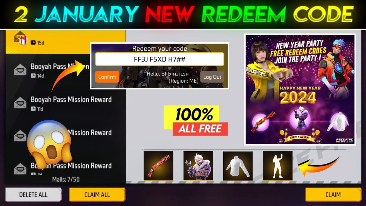 2 January Special Redeem Code🔥 + Tonight Update | New Year Special Giveaway | 2 January Event ...