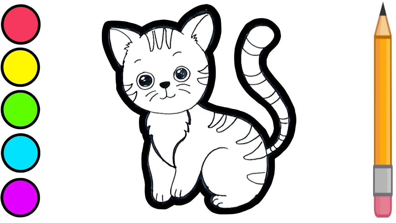 How to Draw Cute Cats, Learn to Draw and Color for Kids and Toddlers ...