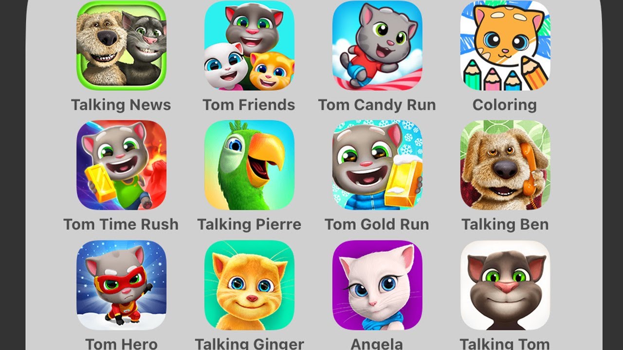 1 Talking News 2 Talking Tom Friends 3 Talking Tom Candy Run 4 Talking ...