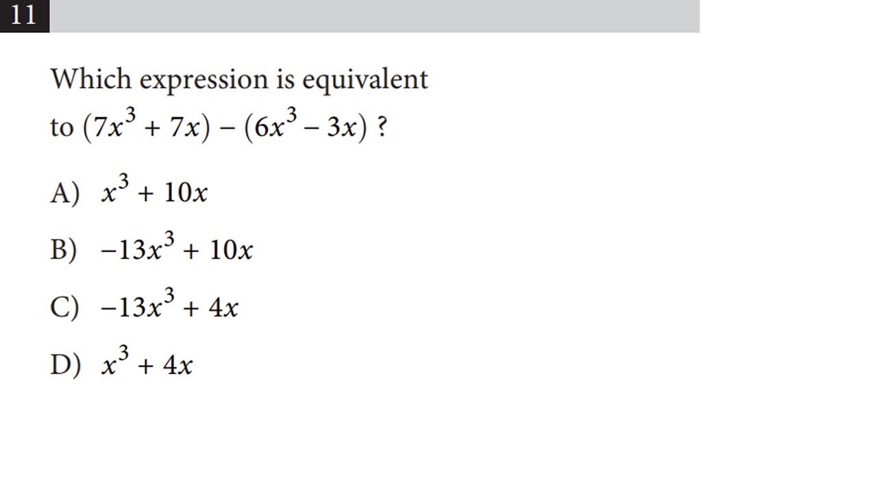 11 Which Expression Is Equivalent To 7x 3 7x 6x 3 3x YouTube