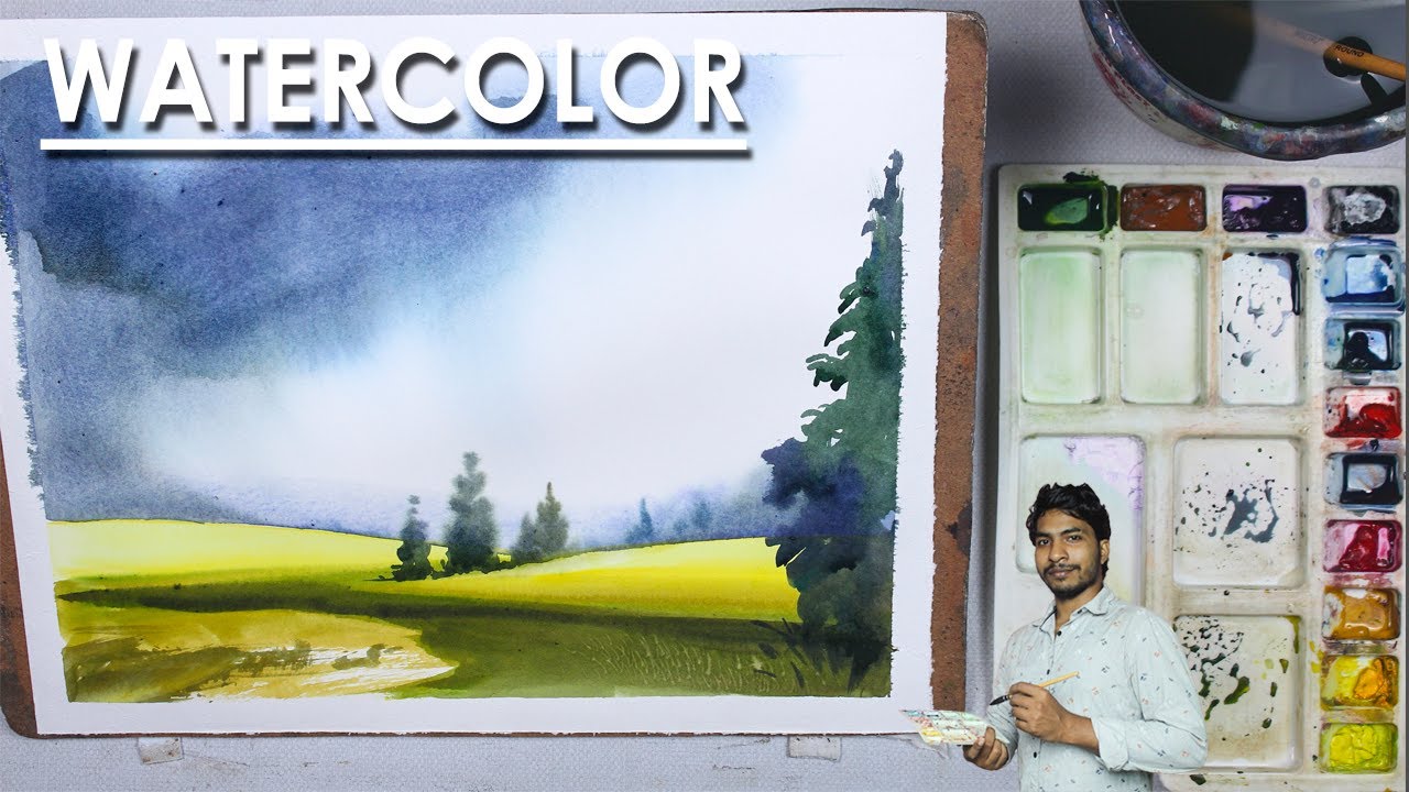How to Make Monsoon Sky in Watercolor | Rainy Sky | Easy Monsoon ...