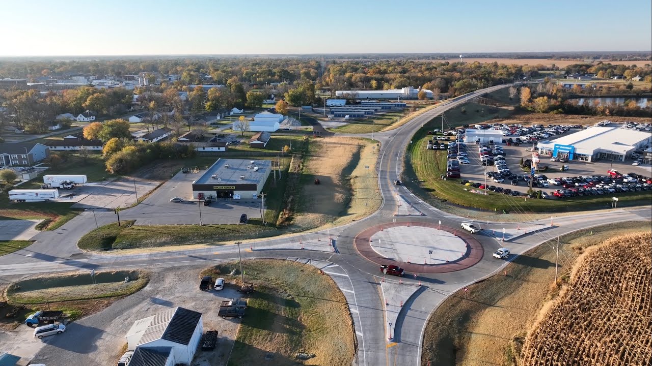 Drone View Of New Roundabout In Centralia, Missouri - YouTube