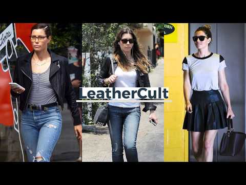Jessica Biel Leather Jacket, Shirt and Skirt | LeatherCult