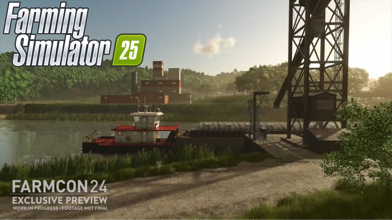 FS25 NEW Gameplay Footage Of Production Buildings Waterways Barges Tugs ...