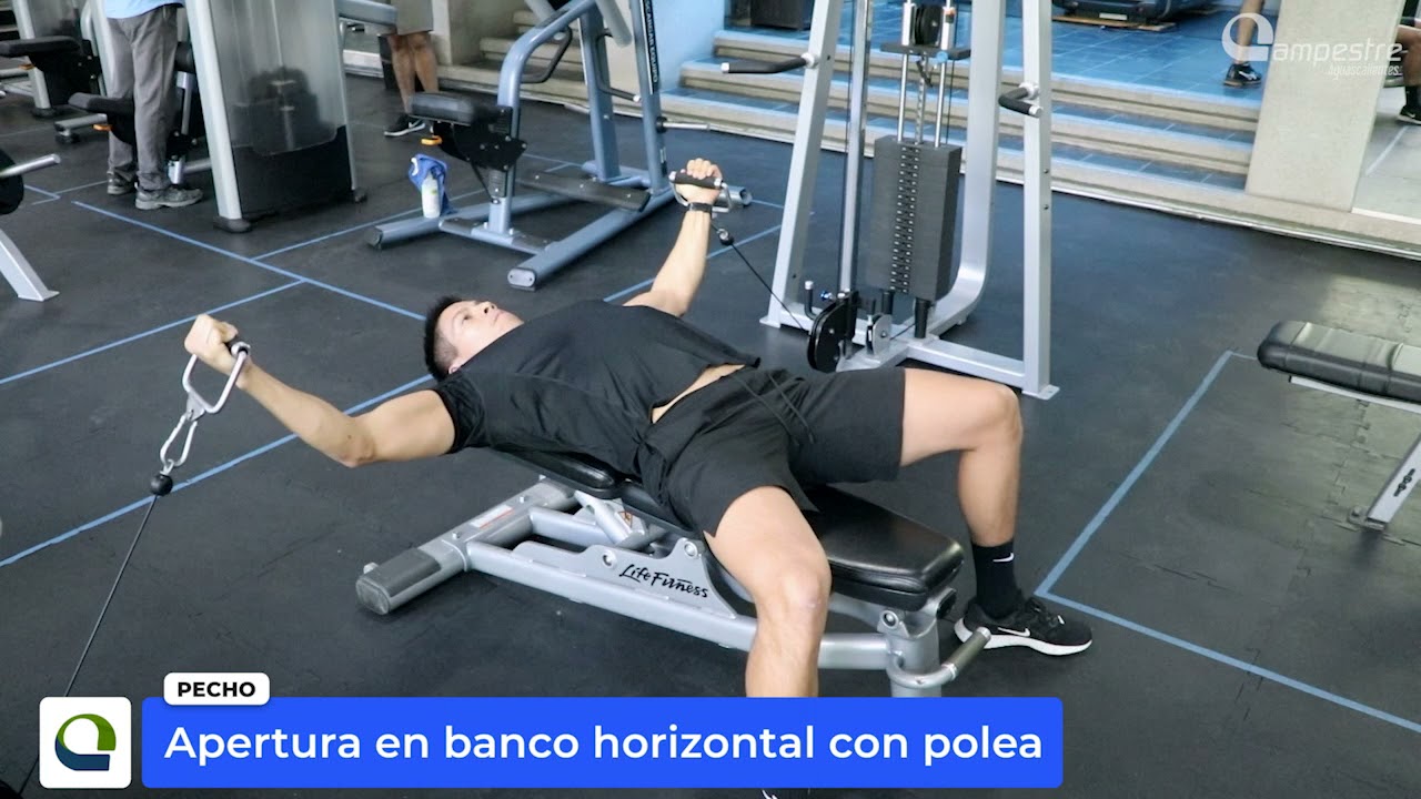 Apertura en banco horizontal con polea - YouTube