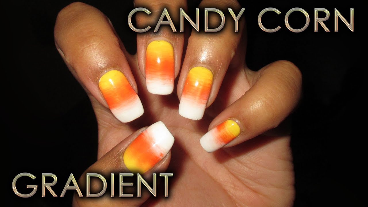 Candy Corn Fan Brush Gradient | DIY Nail Art Tutorial - YouTube