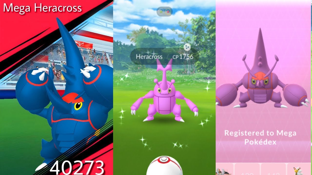 World First Ever Shiny Mega Heracross Raid in #pokemongo - YouTube